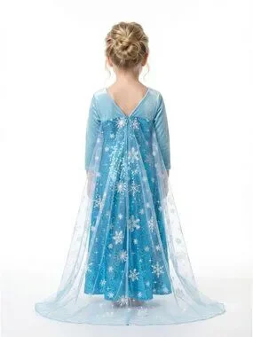 Dresses | Girls Elsa Frozen Princess Costume Dress Blue Sequin Mesh ...